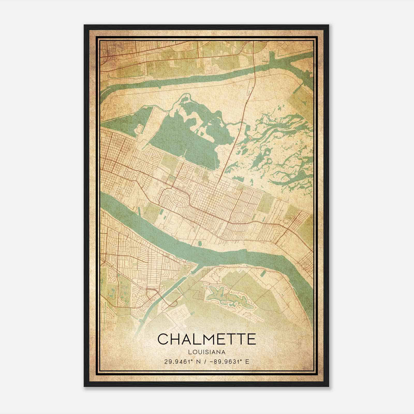 Vintage Chalmette Louisiana Map Poster, Modern Home Decor Wall Art ...