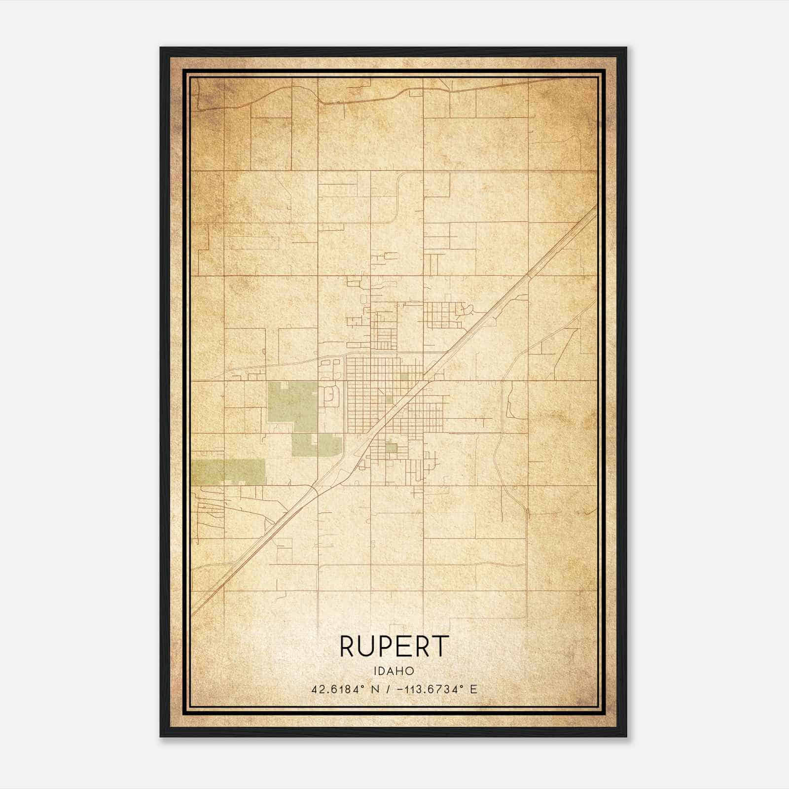 Vintage Rupert Idaho Map Poster, Modern Home Decor Wall Art Print ...