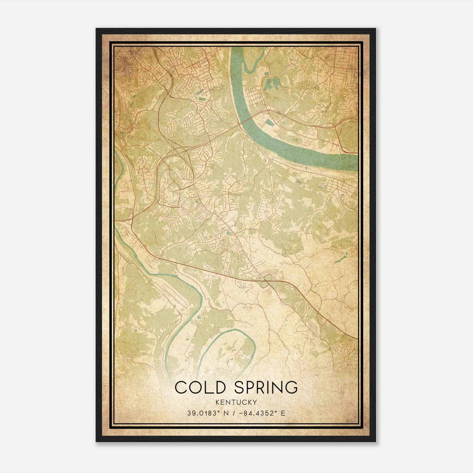 Vintage Cold Spring Kentucky Map Poster, Modern Home Decor Wall Art ...