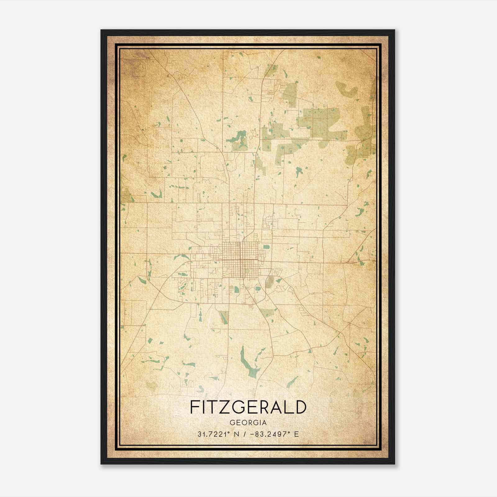 Vintage Fitzgerald Georgia Map Poster, Modern Home Decor Wall Art Print ...