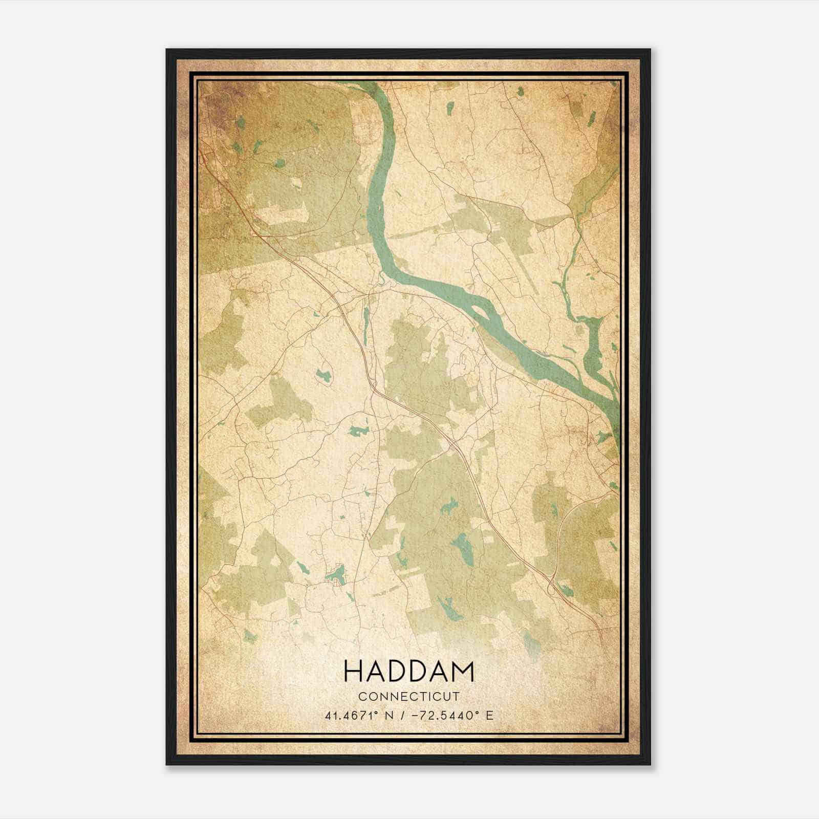 Vintage Haddam Connecticut Map Poster, Modern Home Decor Wall Art Print ...