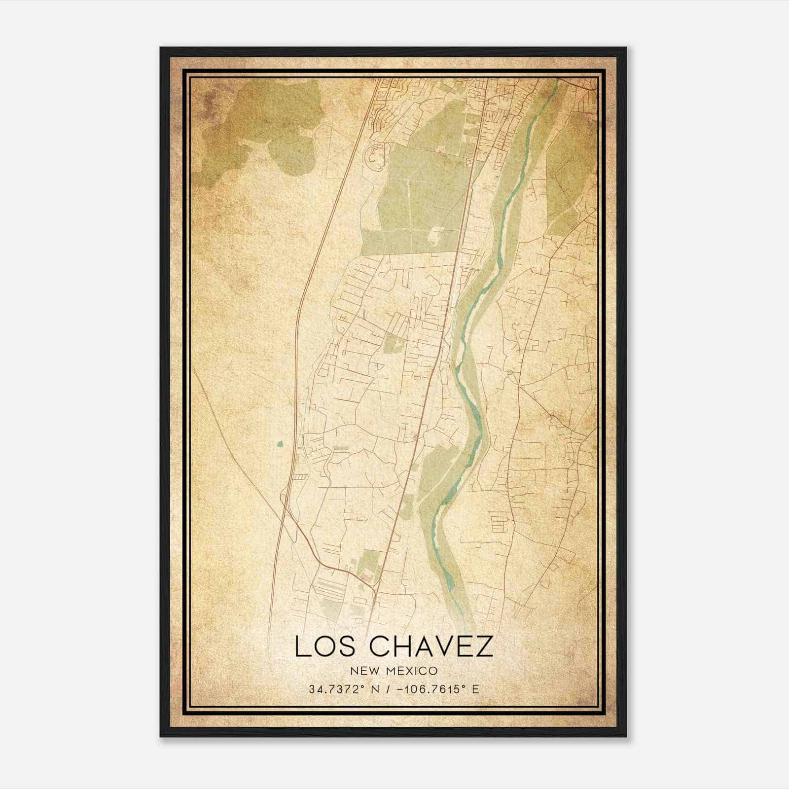 Vintage Los Chavez New Mexico Map Poster, Modern Home Decor Wall Art ...