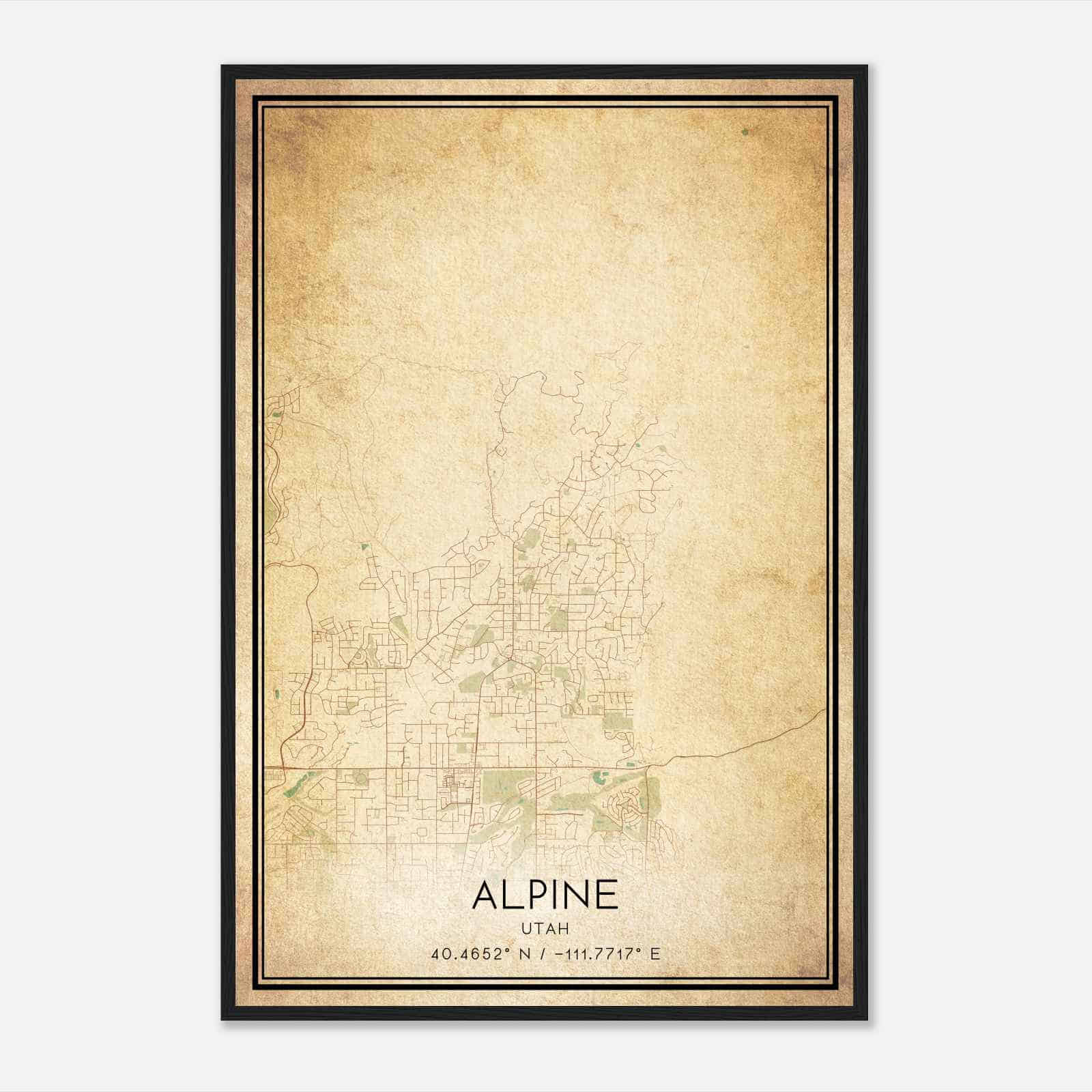 Vintage Alpine Utah Map Poster, Modern Home Decor Wall Art Print ...