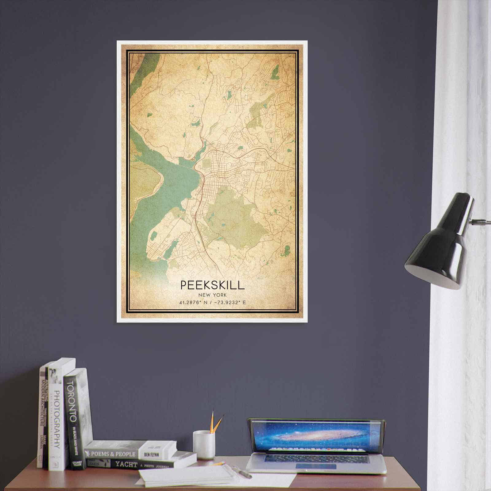 Vintage Peekskill New York Map Poster, Modern Home Decor Wall Art Print ...
