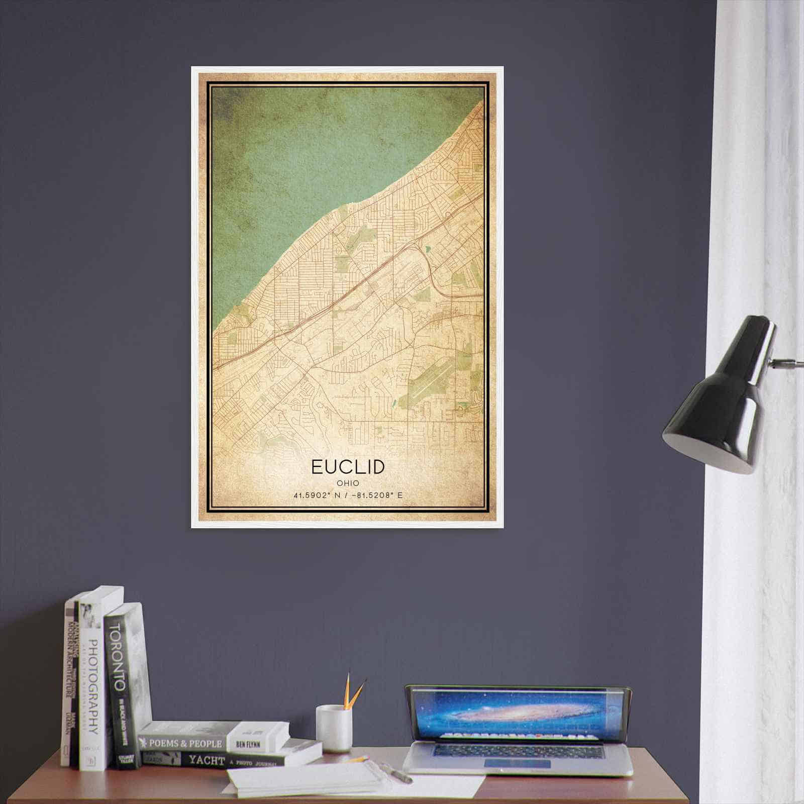 Vintage Euclid Ohio Map Poster, Modern Home Decor Wall Art Print ...