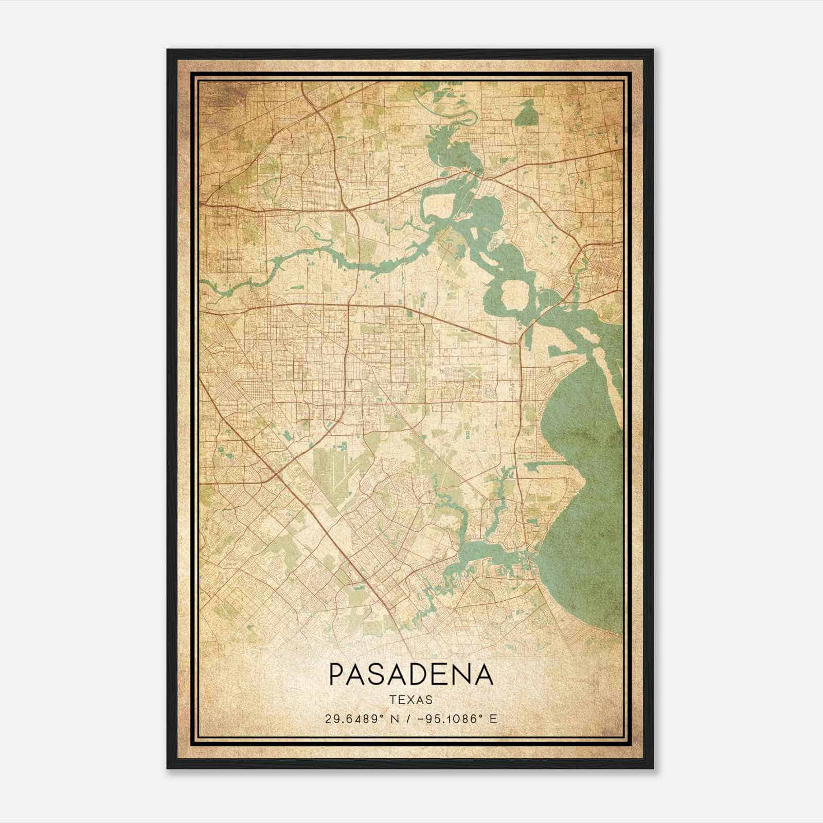 Pasadena Texas Map Poster, Modern Home Decor Wall Art Print - Custom ...
