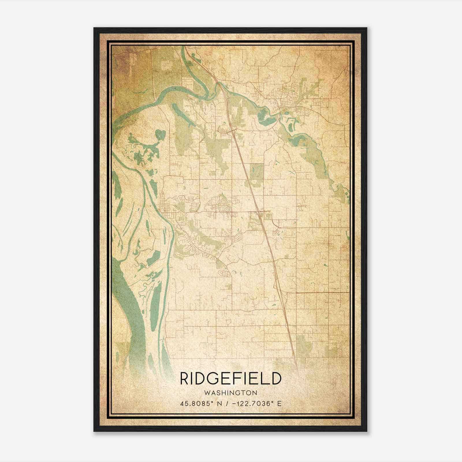 Vintage Ridgefield Washington Map Poster, Modern Home Decor Wall Art ...