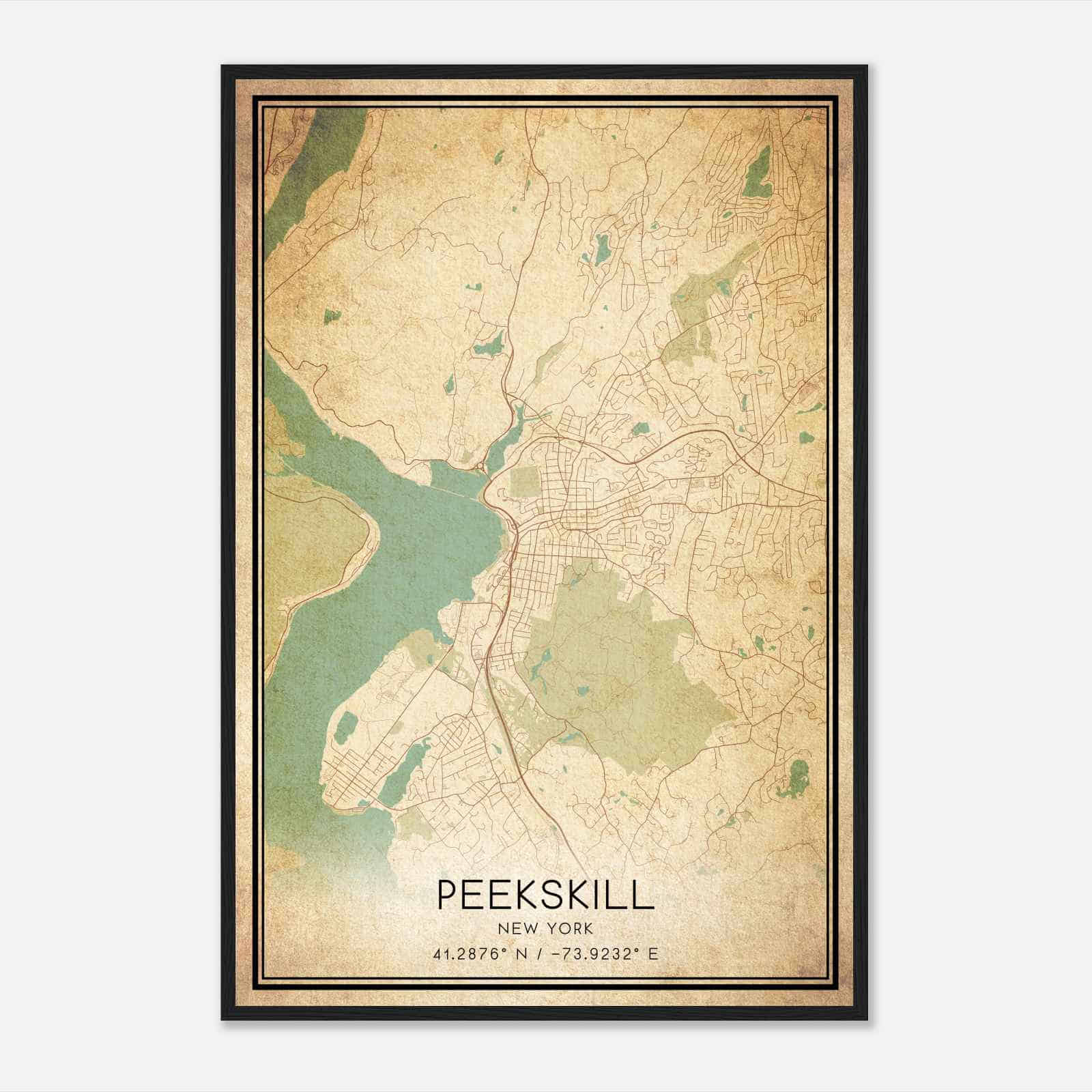 Vintage Peekskill New York Map Poster, Modern Home Decor Wall Art Print ...