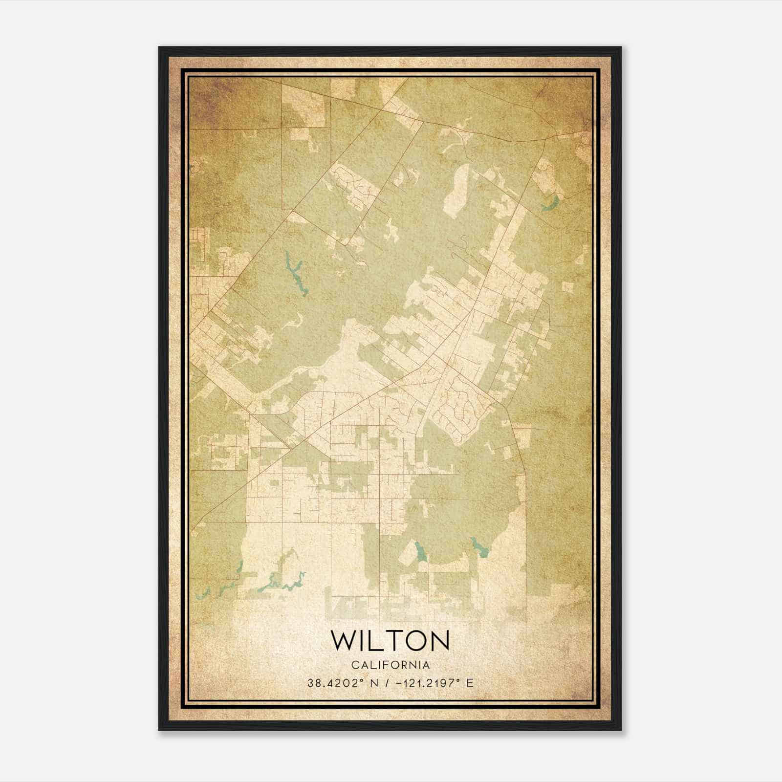 Vintage Wilton California Map Poster, Modern Home Decor Wall Art Print ...