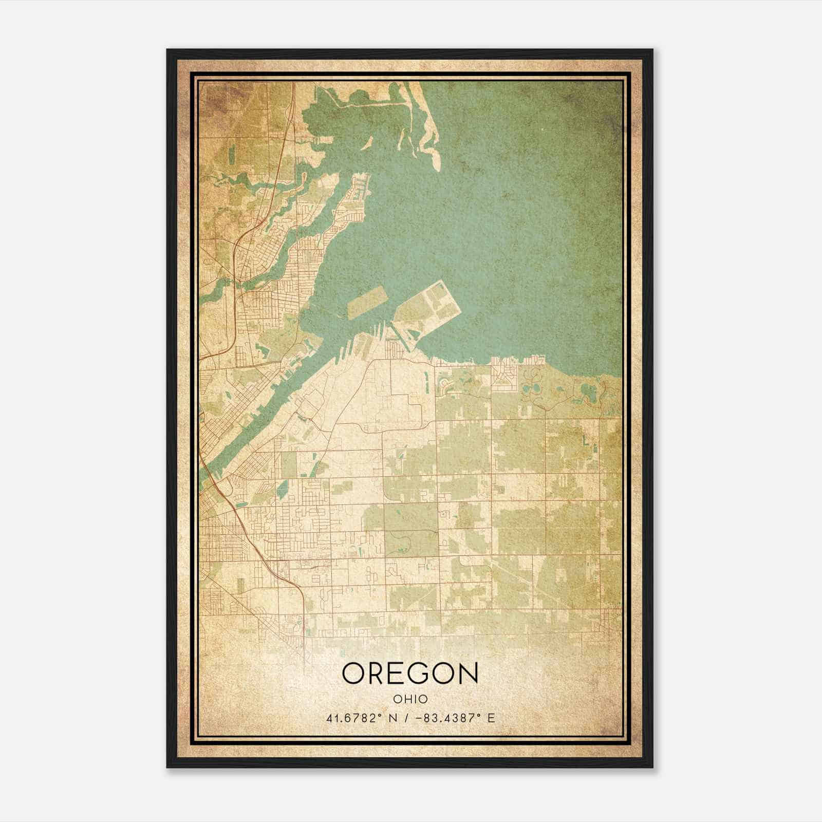 Vintage Oregon Ohio Map Poster, Modern Home Decor Wall Art Print ...