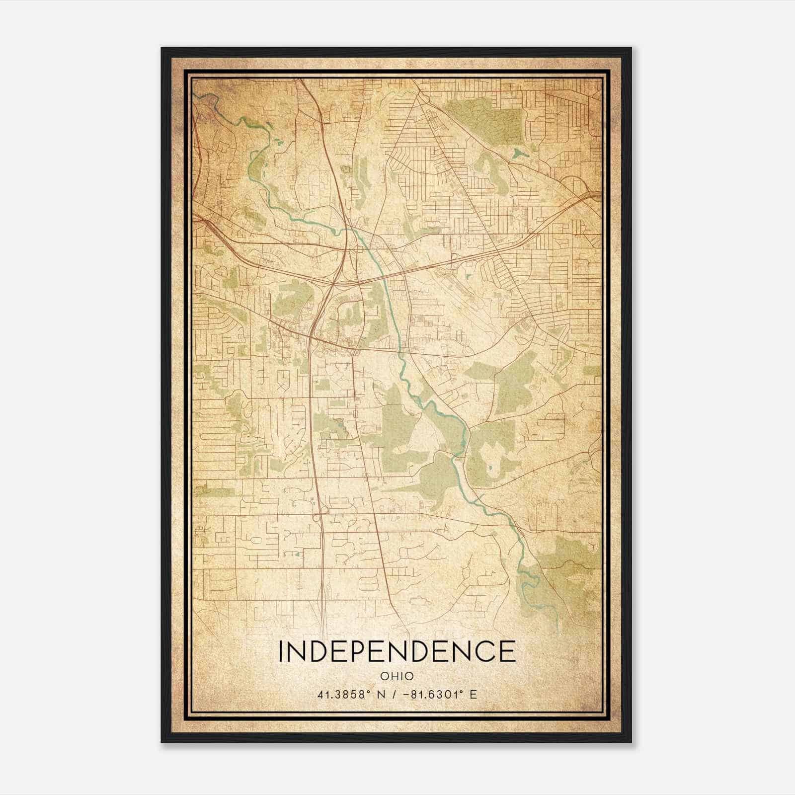 Vintage Independence Ohio Map Poster, Modern Home Decor Wall Art Print ...