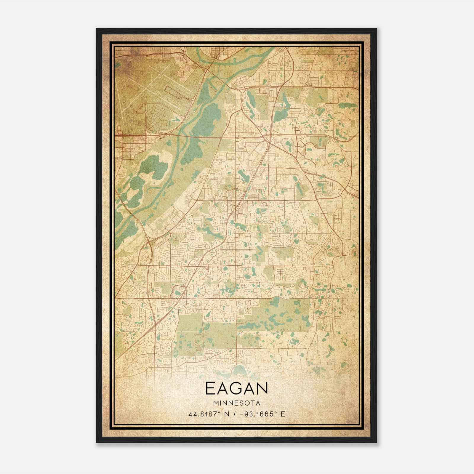 Vintage Eagan Minnesota Map Poster, Modern Home Decor Wall Art Print ...