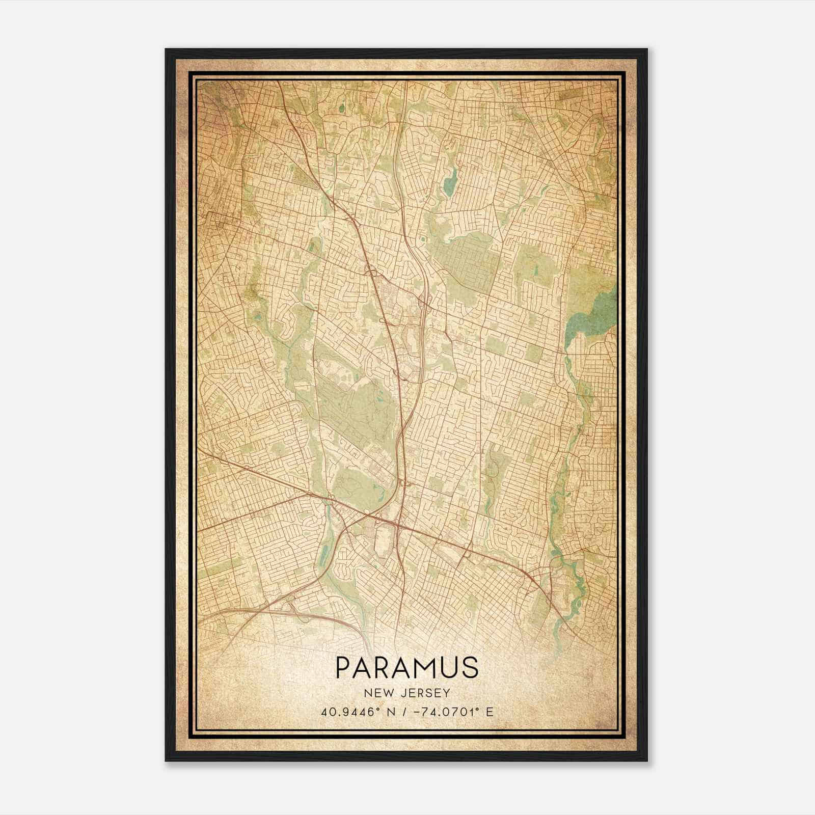 Vintage Paramus New Jersey Map Poster, Modern Home Decor Wall Art Print ...