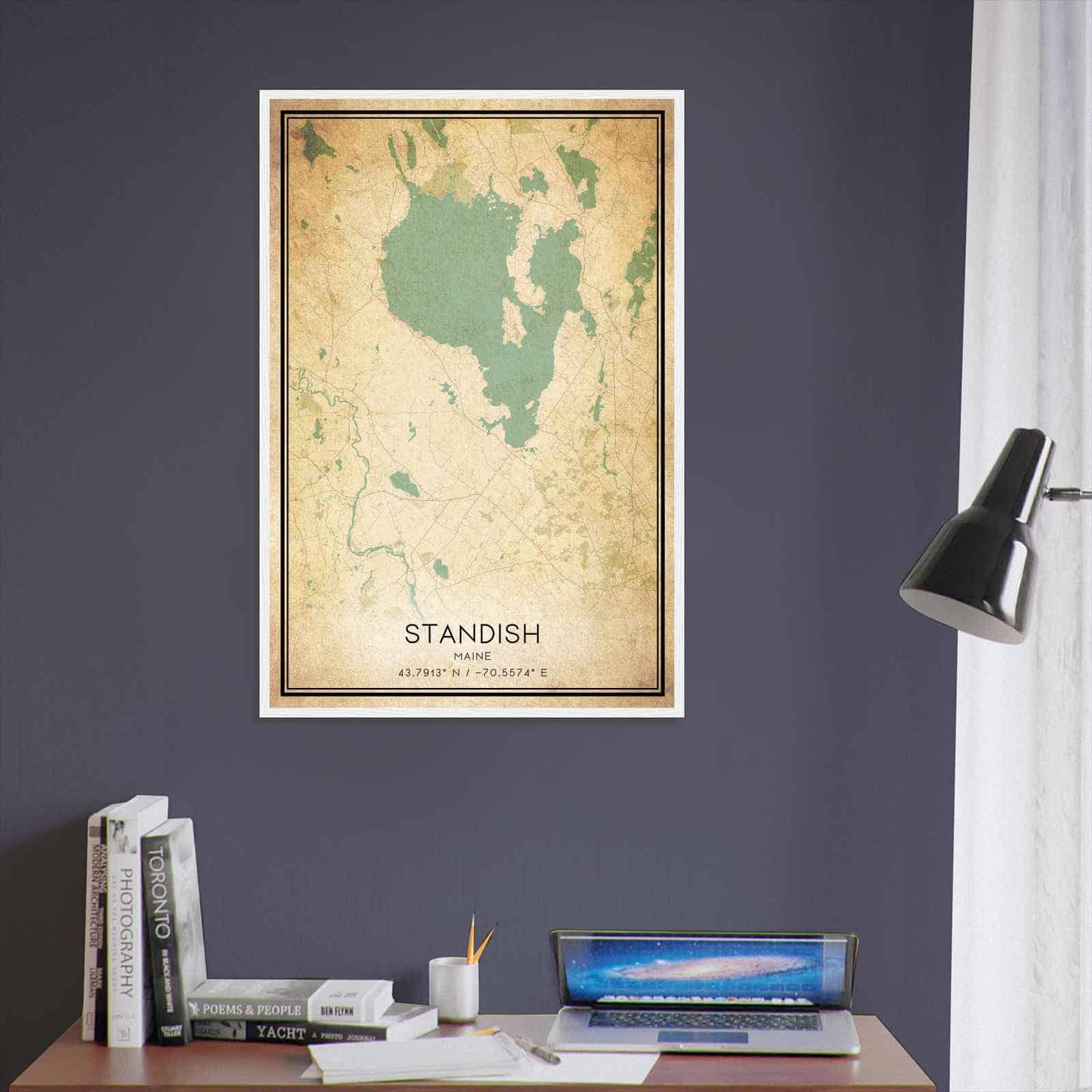 Vintage Standish Maine Map Poster, Modern Home Decor Wall Art Print ...