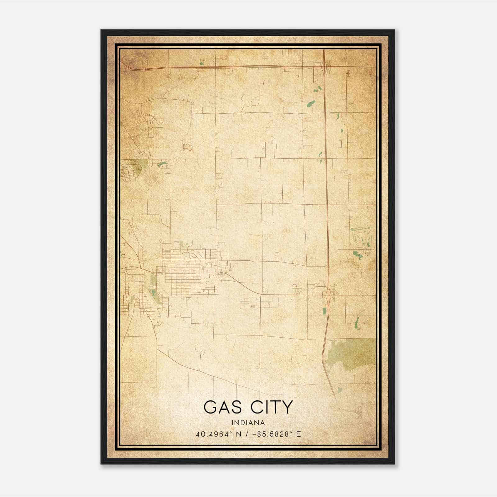 Vintage Gas City Indiana Map Poster, Modern Home Decor Wall Art Print ...