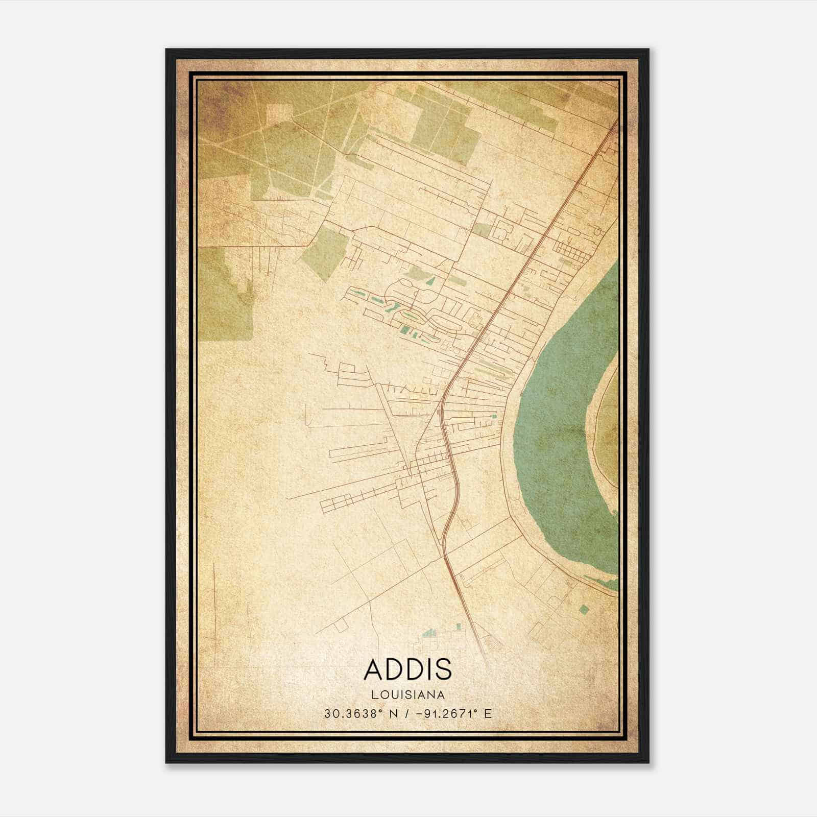 Vintage Addis Louisiana Map Poster, Modern Home Decor Wall Art Print ...