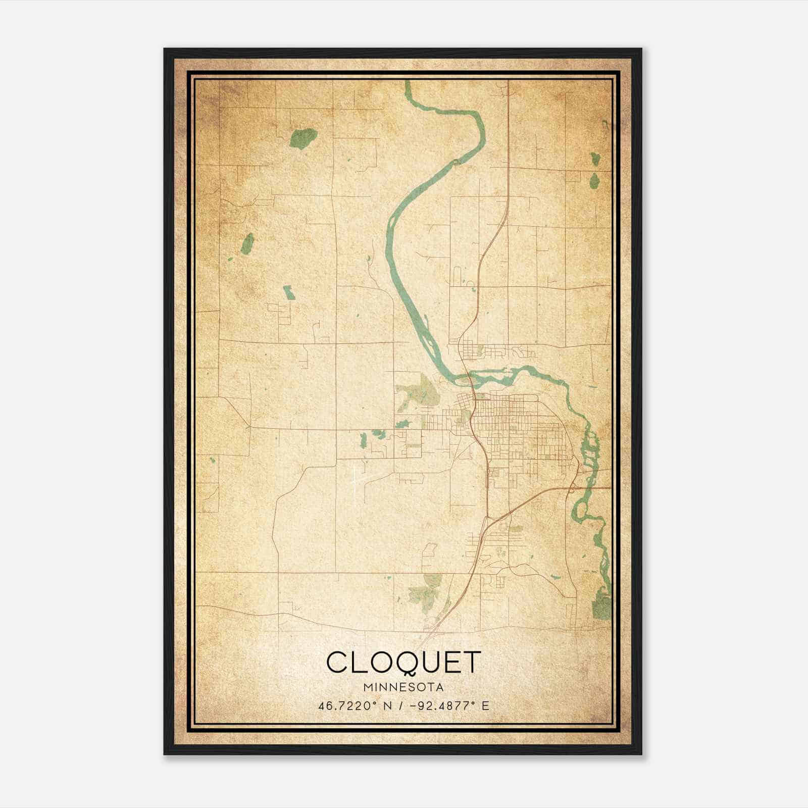 Vintage Cloquet Minnesota Map Poster, Modern Home Decor Wall Art Print ...