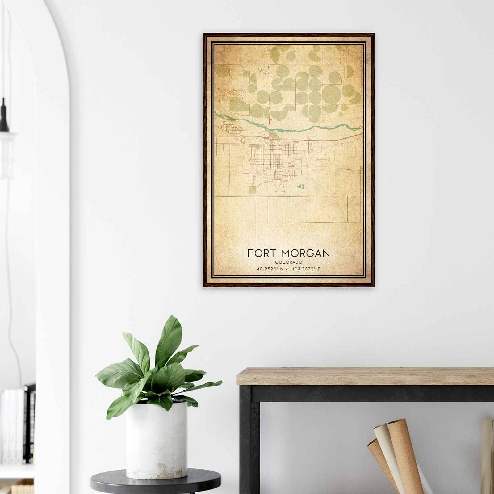 Vintage Fort Morgan Colorado Map Poster, Modern Home Decor Wall Art ...