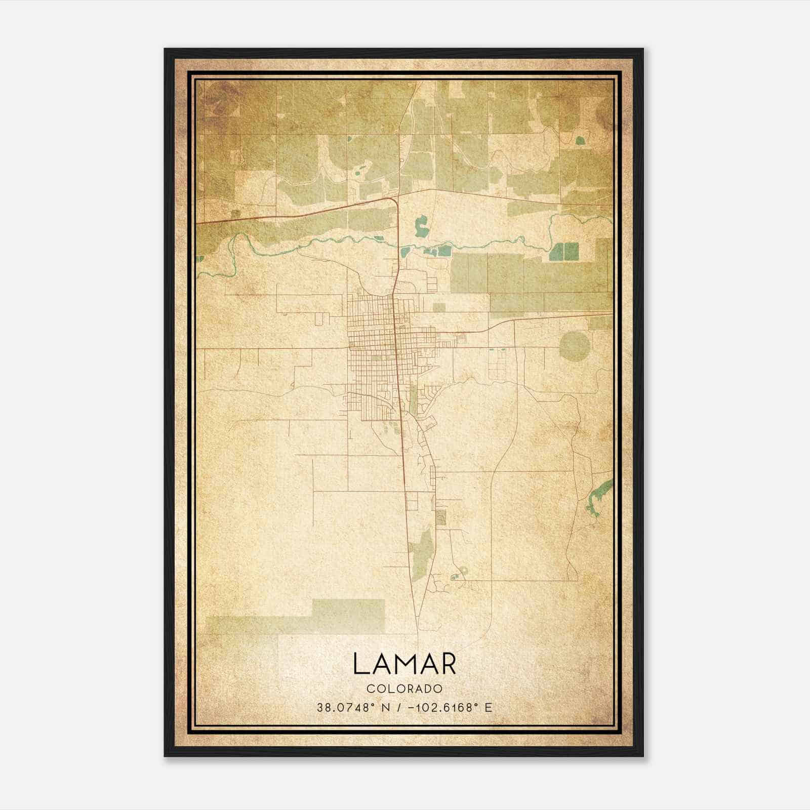 Vintage Lamar Colorado Map Poster, Modern Home Decor Wall Art Print ...