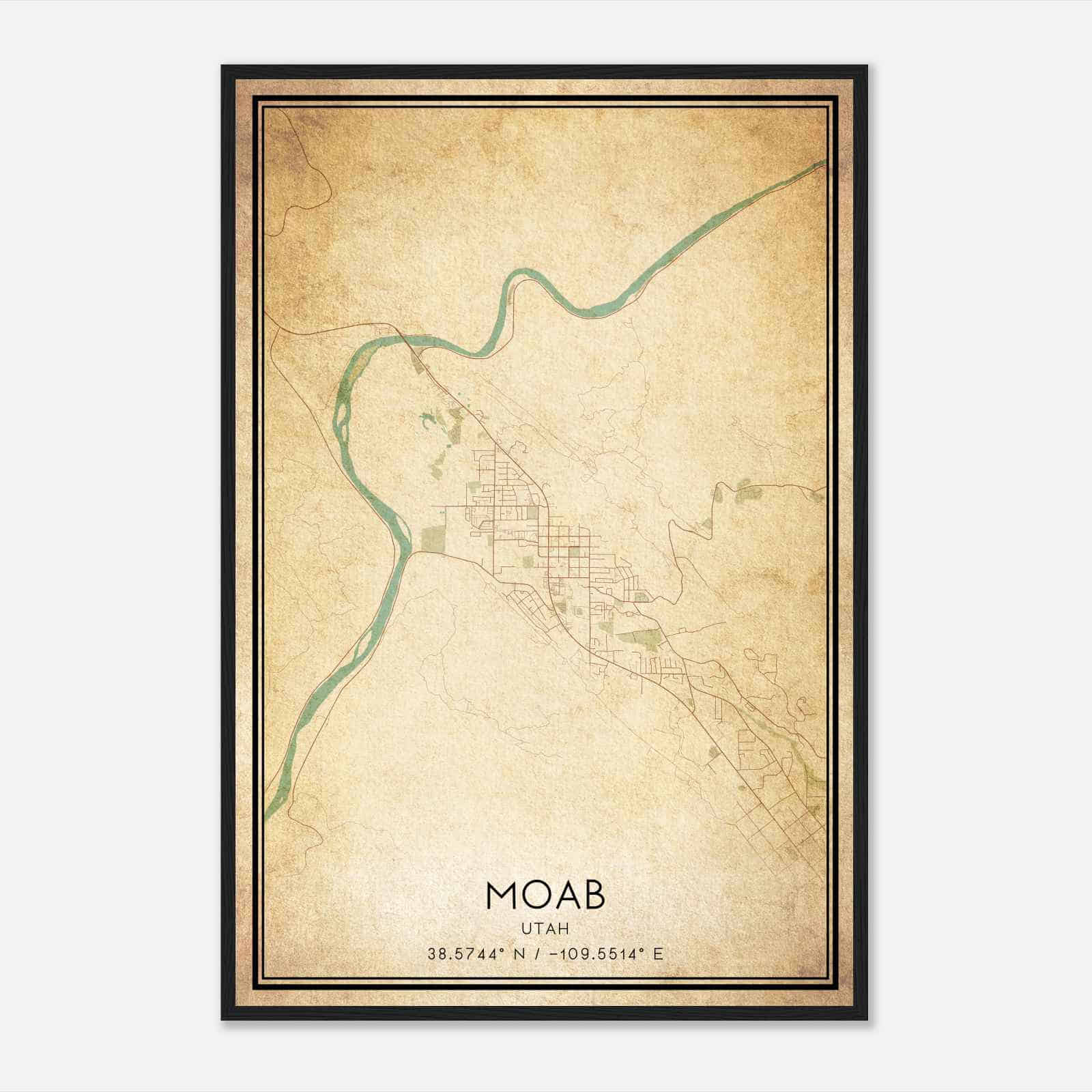 Vintage Moab Utah Map Poster, Modern Home Decor Wall Art Print - Custom ...