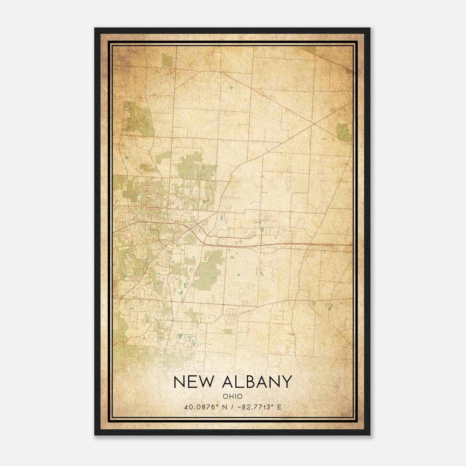 Vintage New Albany Ohio Map Poster, Modern Home Decor Wall Art Print ...