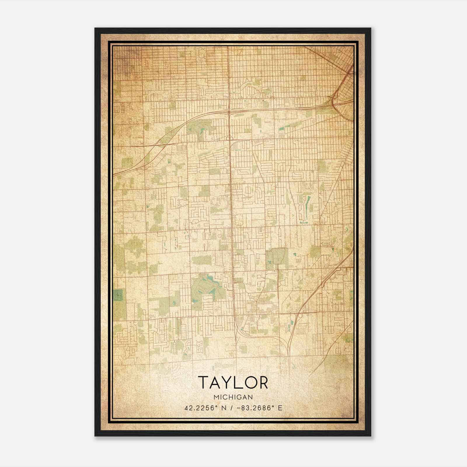 Vintage Taylor Michigan Map Poster, Modern Home Decor Wall Art Print ...