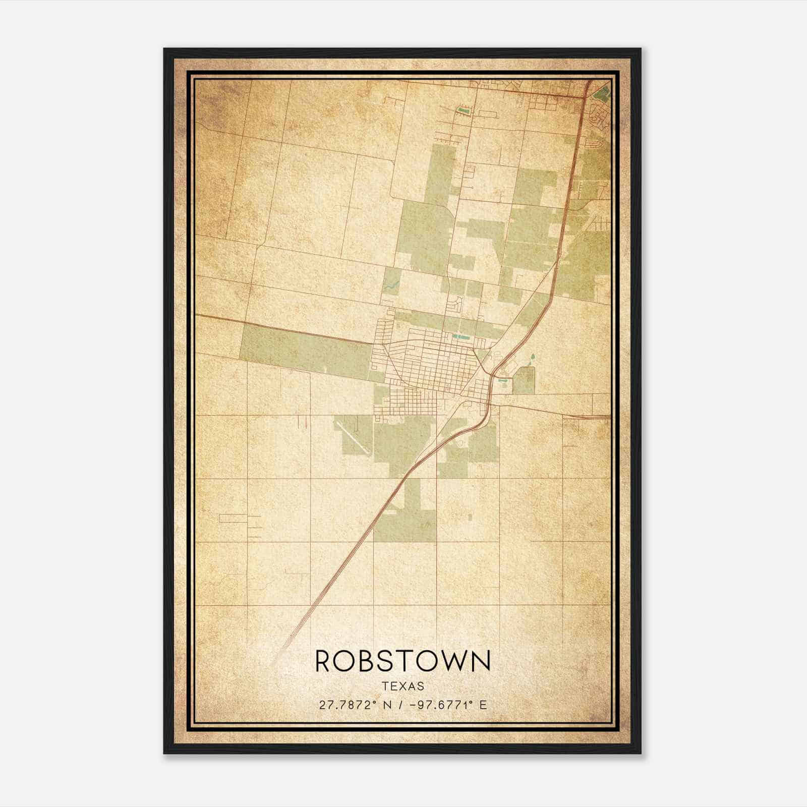 Vintage Robstown Texas Map Poster, Modern Home Decor Wall Art Print ...