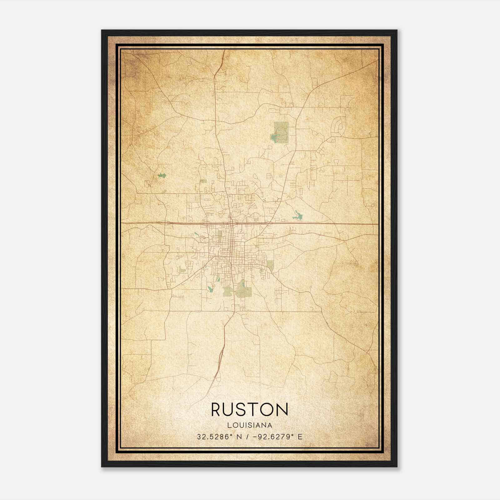 Vintage Ruston Louisiana Map Poster, Modern Home Decor Wall Art Print ...