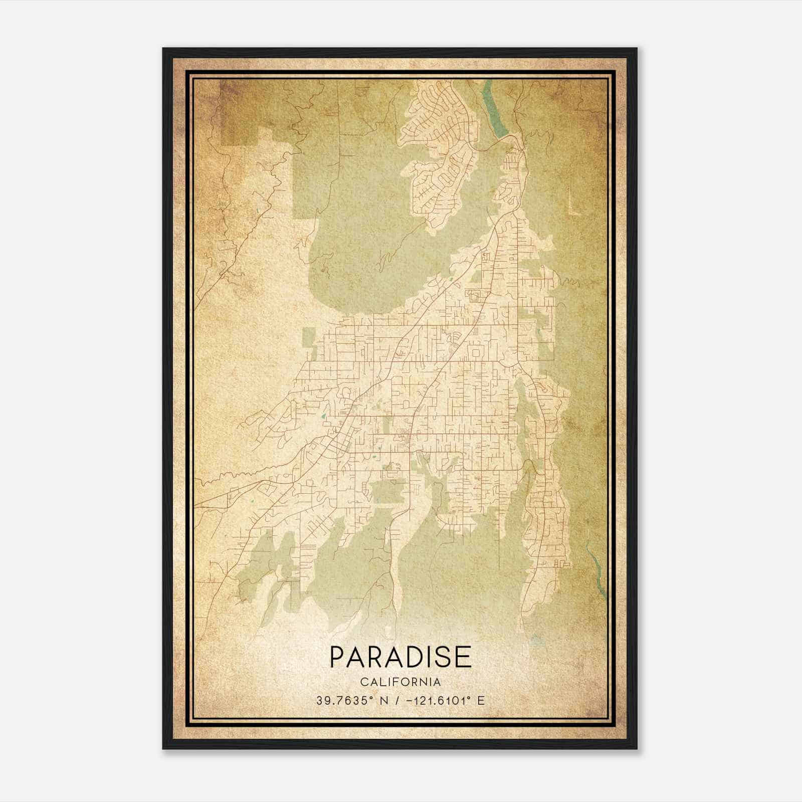 Vintage Paradise California Map Poster, Modern Home Decor Wall Art ...