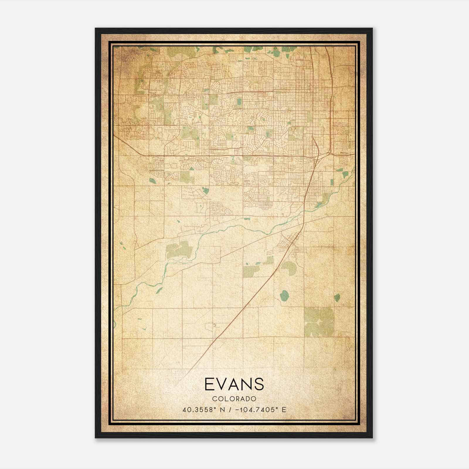 Vintage Evans Colorado Map Poster, Modern Home Decor Wall Art Print ...