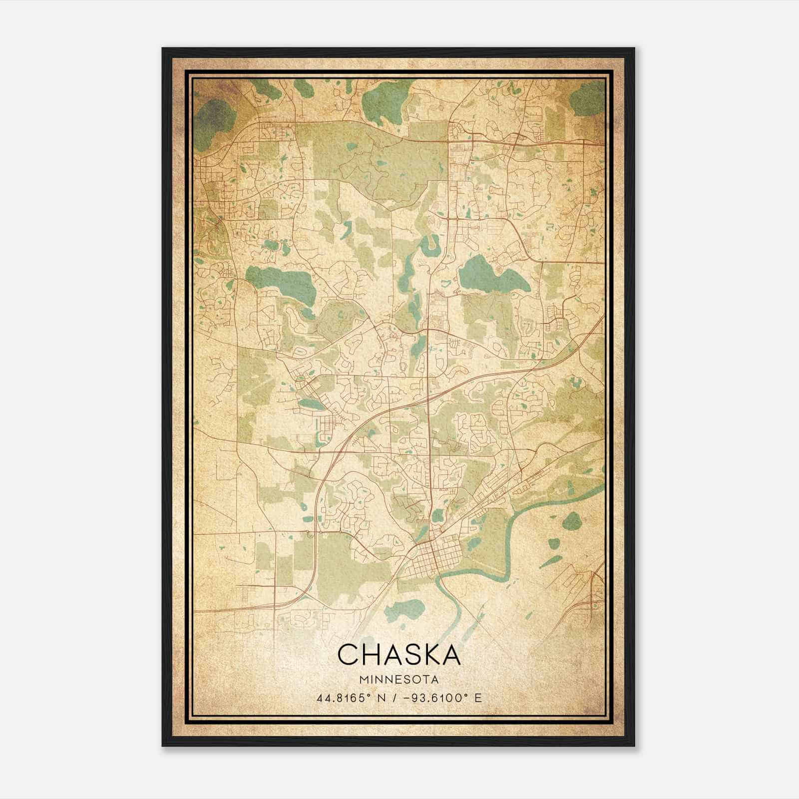 Vintage Chaska Minnesota Map Poster, Modern Home Decor Wall Art Print ...