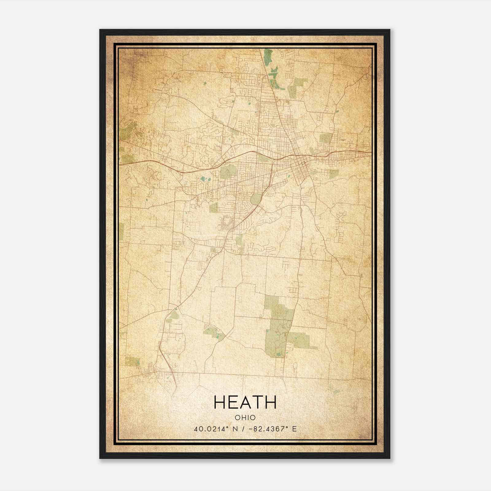 Vintage Heath Ohio Map Poster, Modern Home Decor Wall Art Print ...