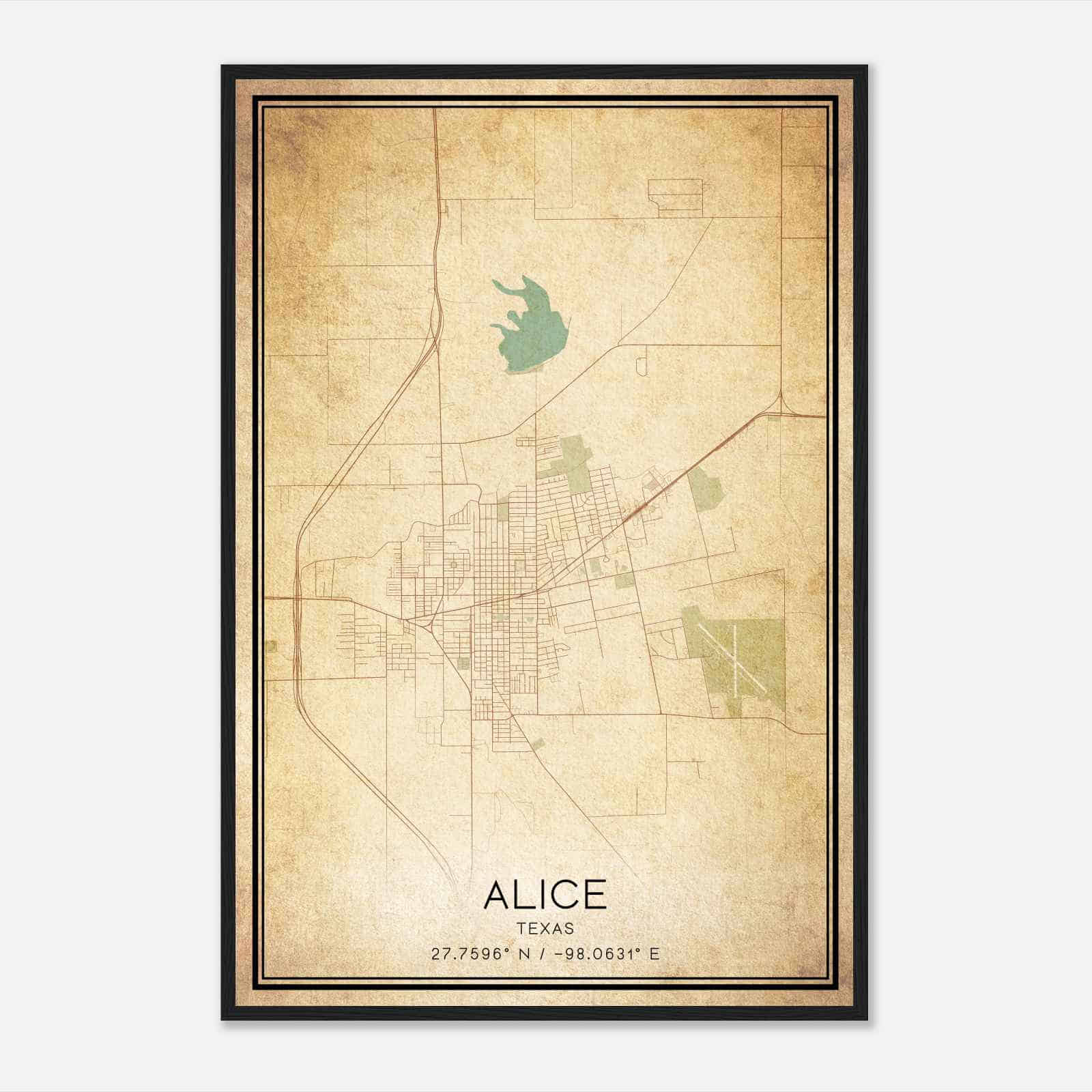 Vintage Alice Texas Map Poster, Modern Home Decor Wall Art Print ...