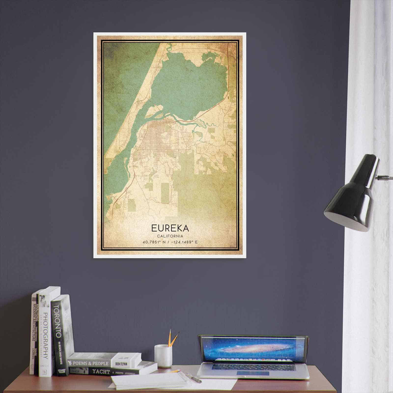 Vintage Eureka California Map Poster, Modern Home Decor Wall Art Print ...