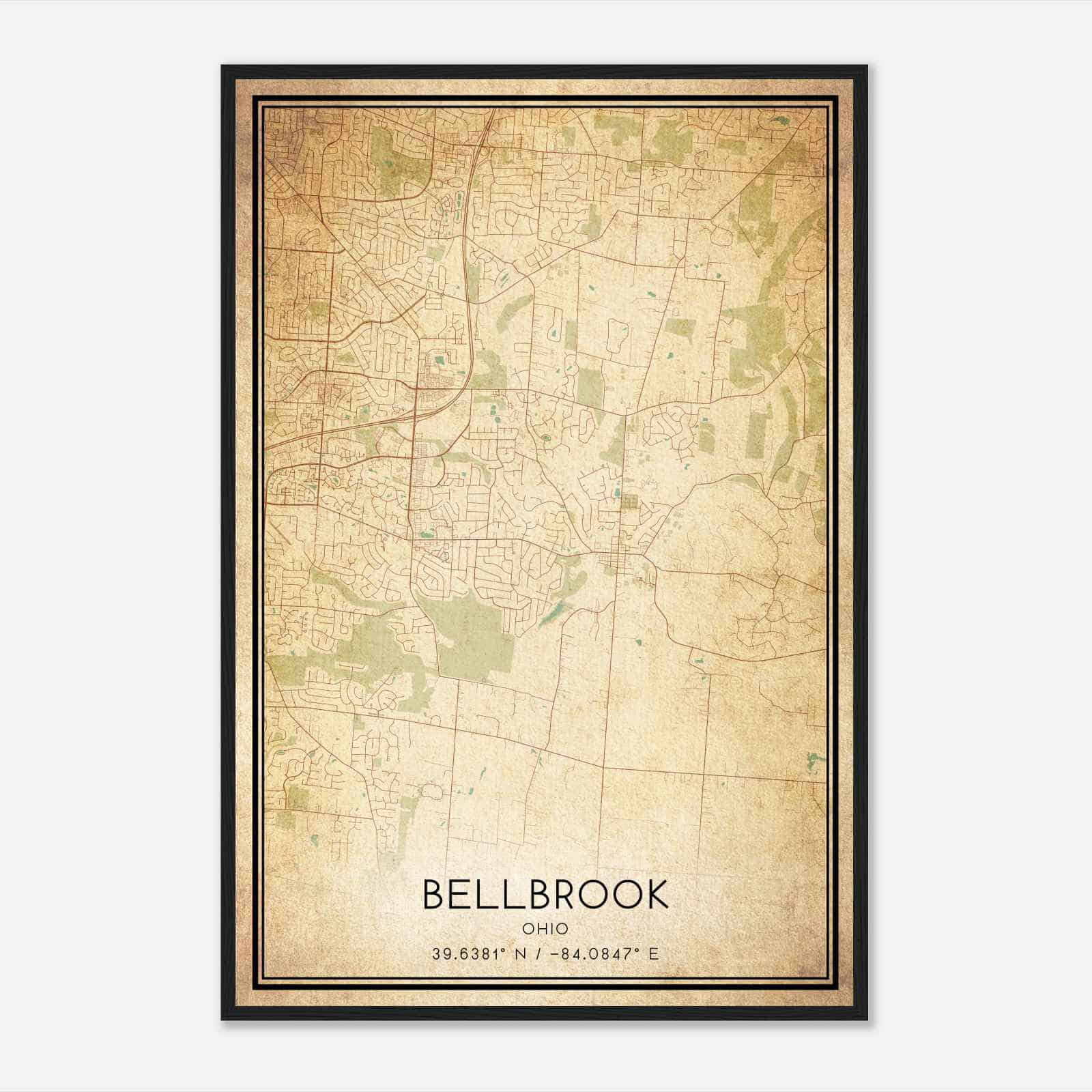 Vintage Bellbrook Ohio Map Poster, Modern Home Decor Wall Art Print ...