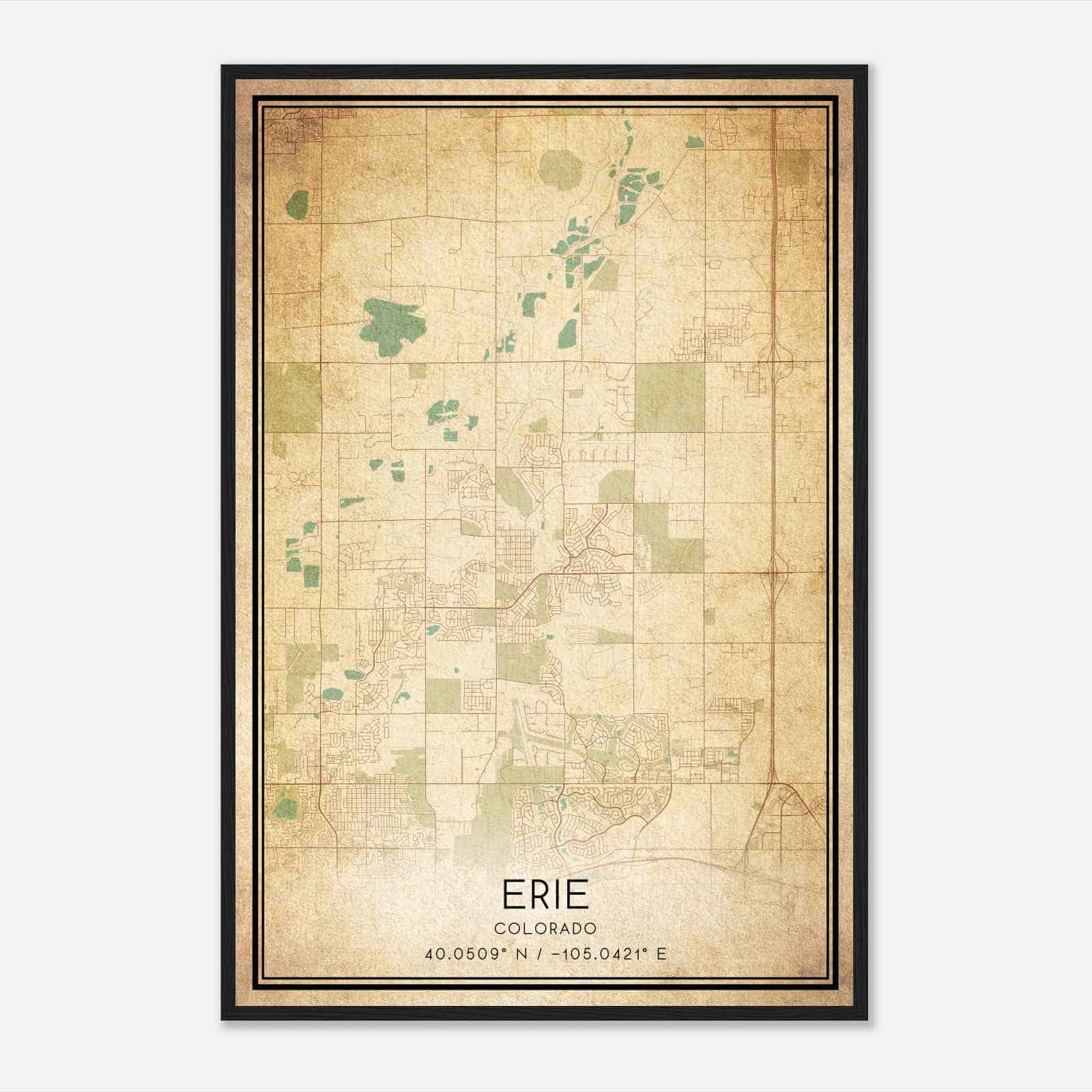 Vintage Erie Colorado Map Poster, Modern Home Decor Wall Art Print ...
