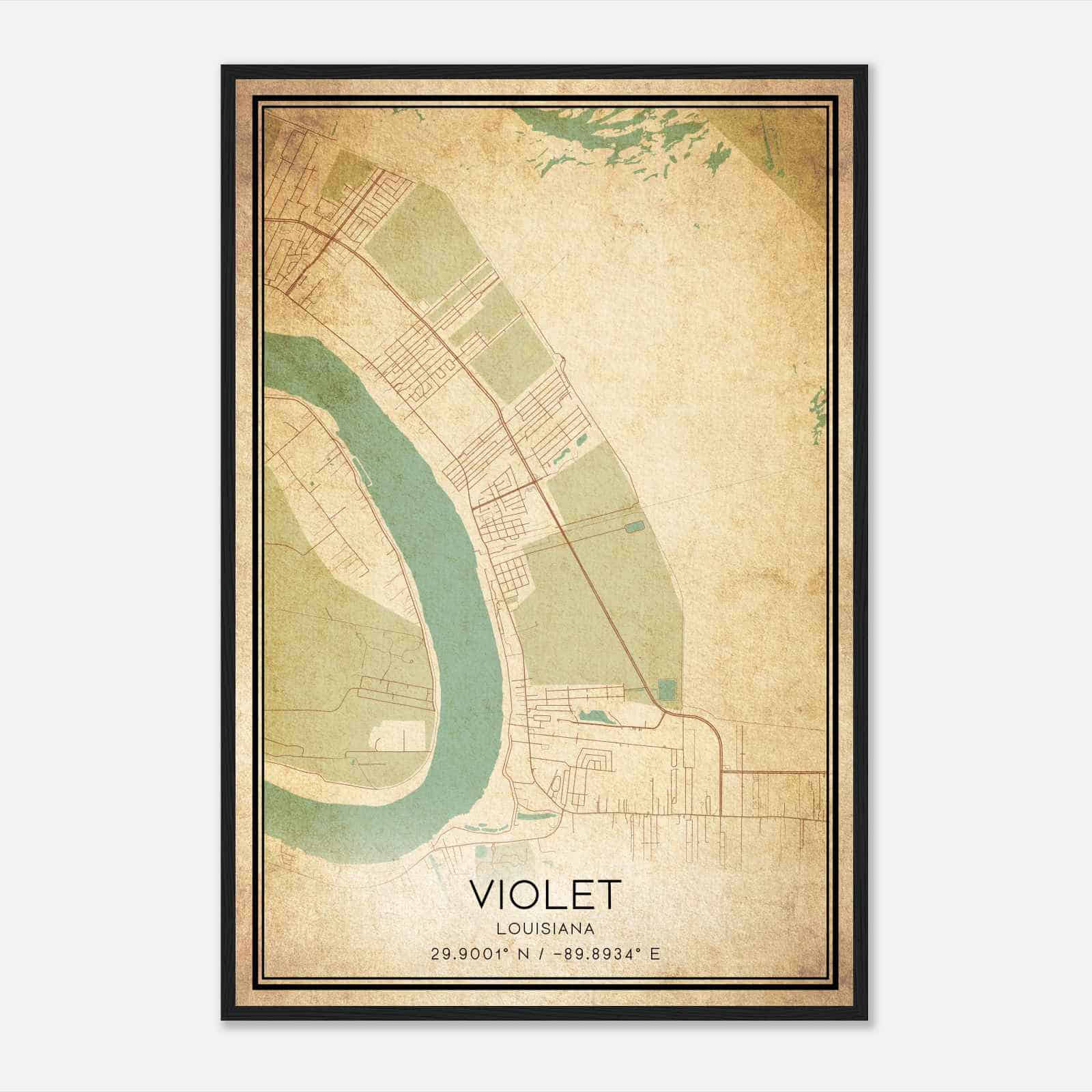 Vintage Violet Louisiana Map Poster, Modern Home Decor Wall Art Print ...