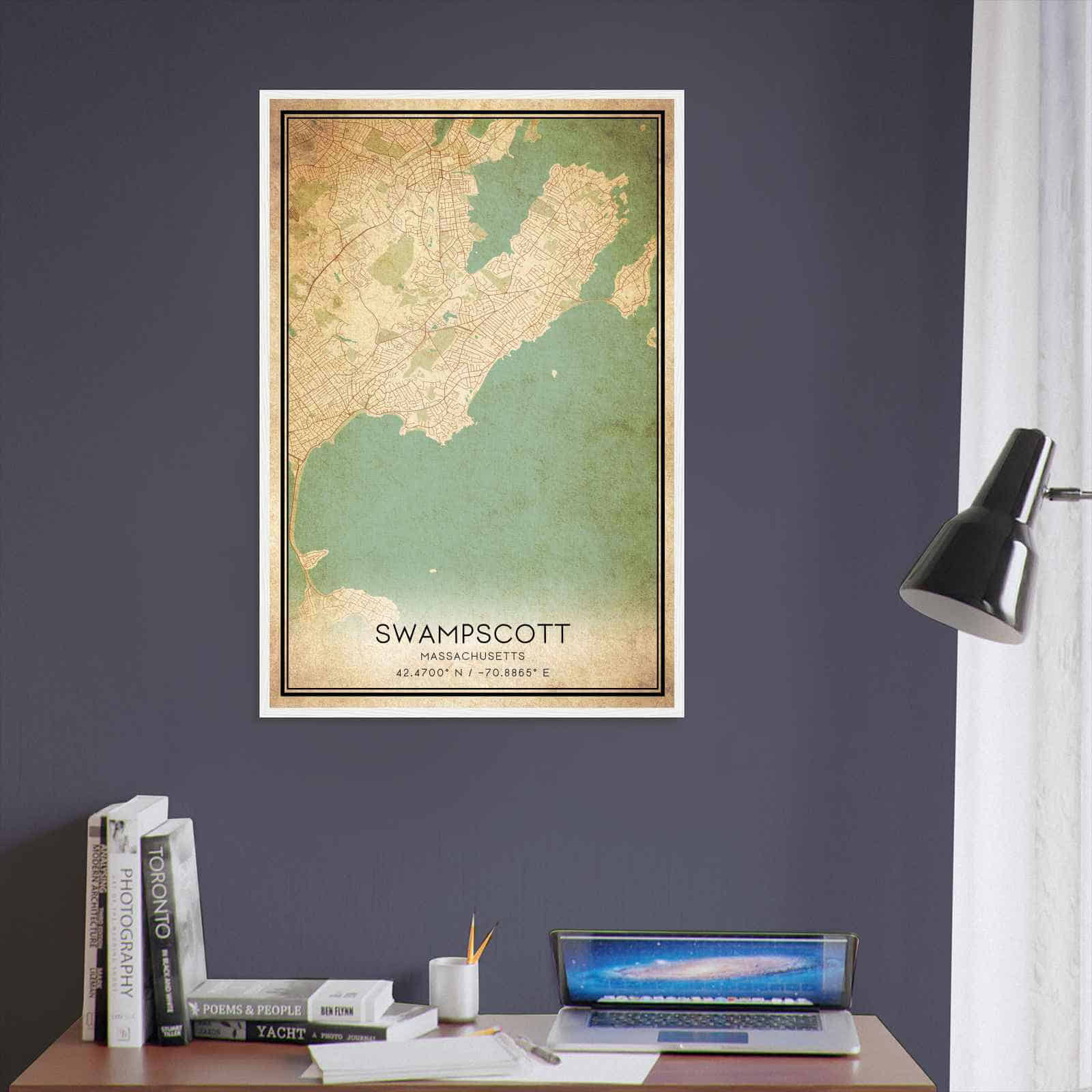 Vintage Swampscott Massachusetts Map Poster, Modern Home Decor Wall Art Print - Custom Maps ...