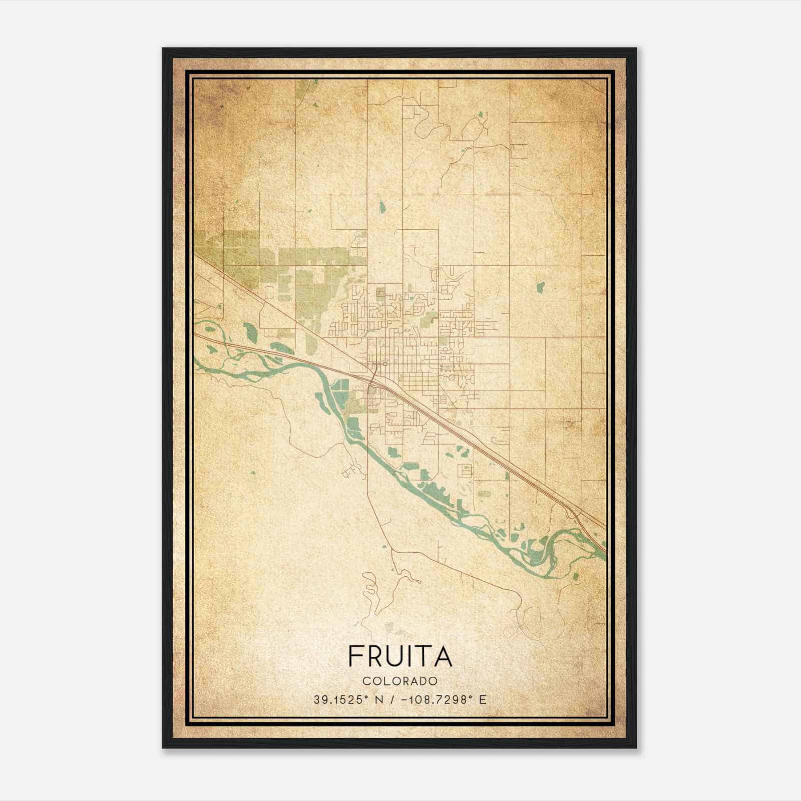 Vintage Fruita Colorado Map Poster, Modern Home Decor Wall Art Print ...