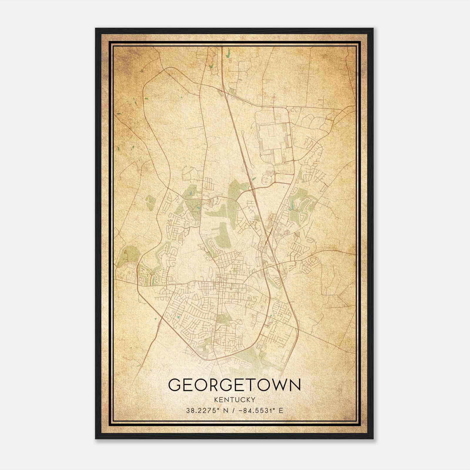 Vintage Georgetown Kentucky Map Poster, Modern Home Decor Wall Art ...