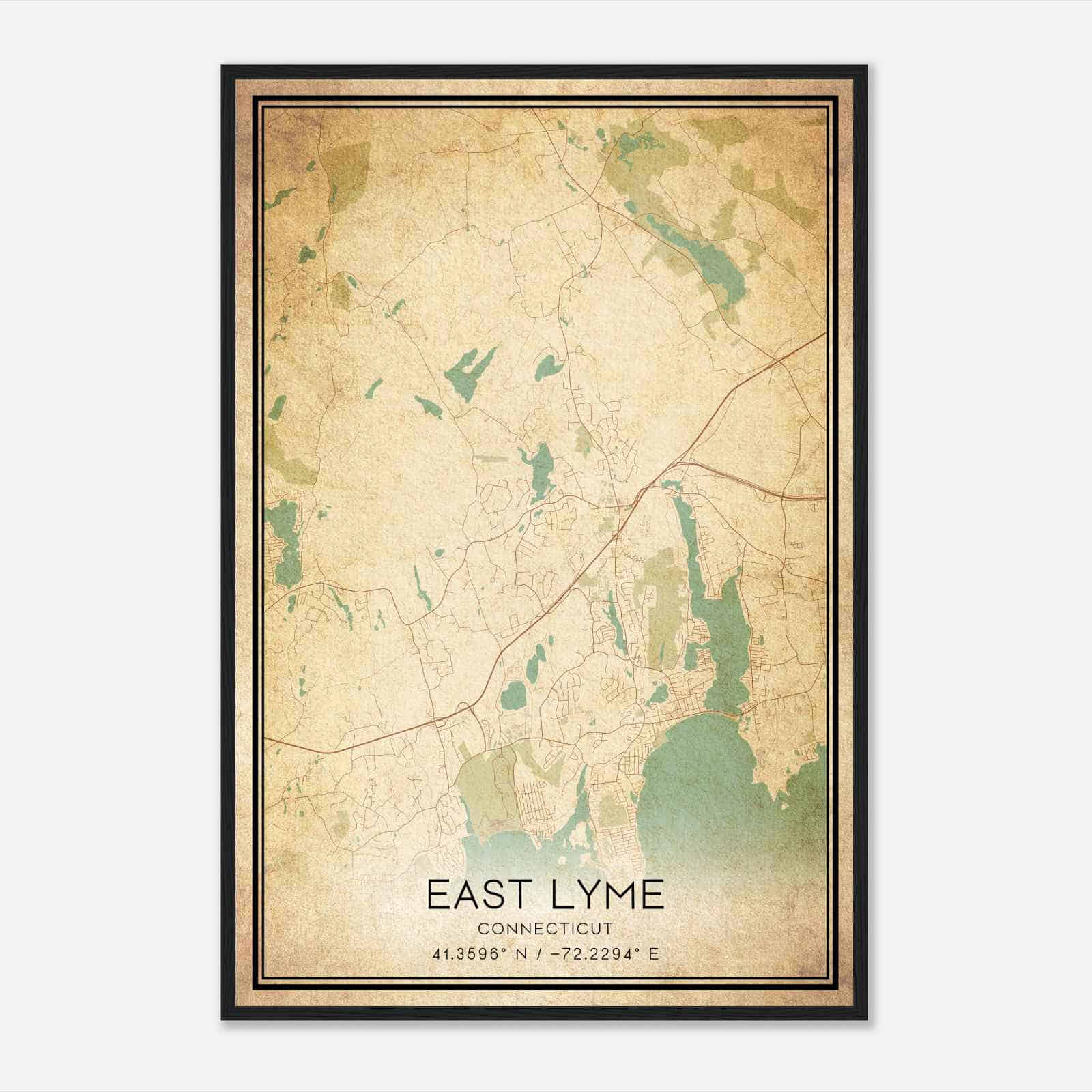 Vintage East Lyme Connecticut Map Poster, Modern Home Decor Wall Art ...