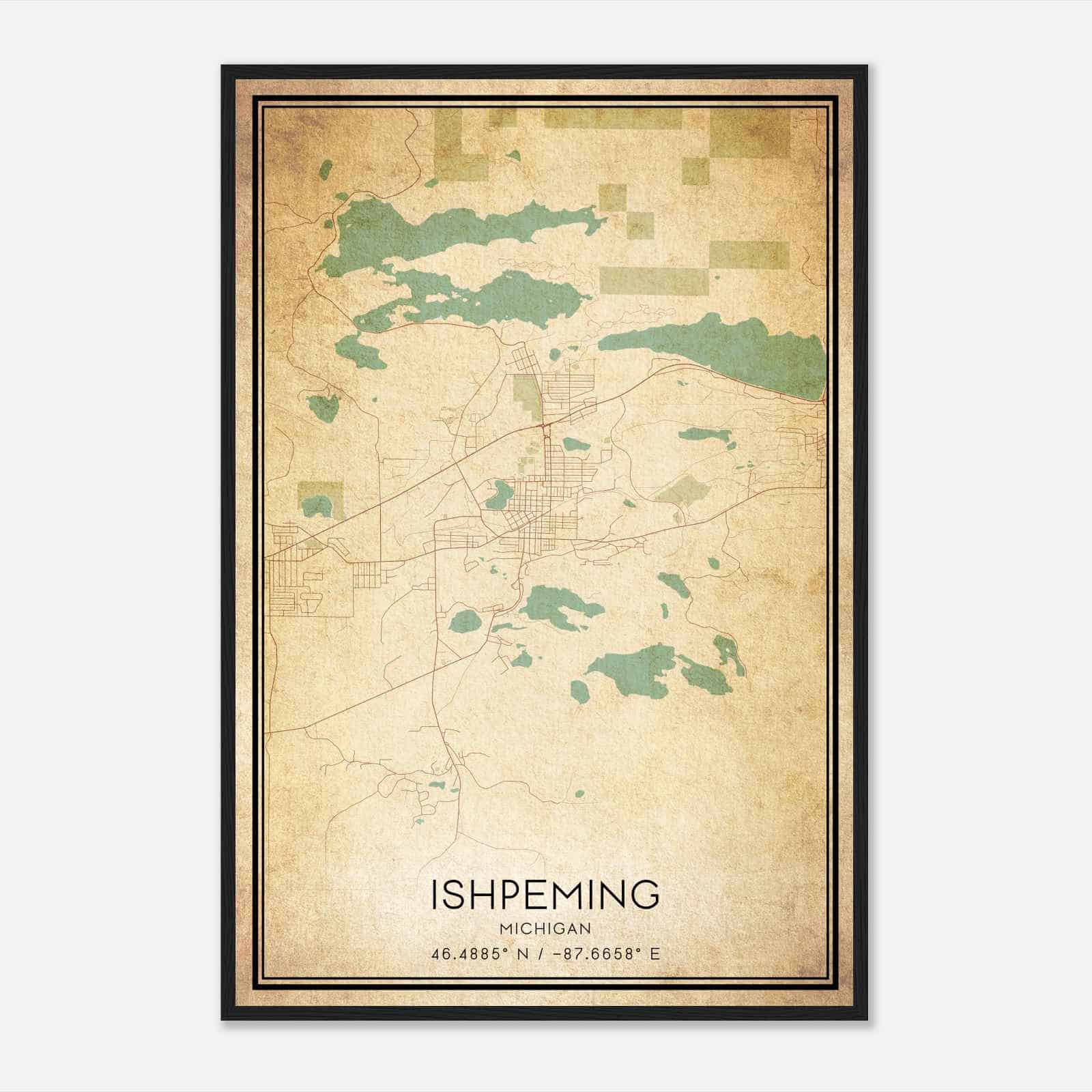 Vintage Ishpeming Michigan Map Poster, Modern Home Decor Wall Art Print ...