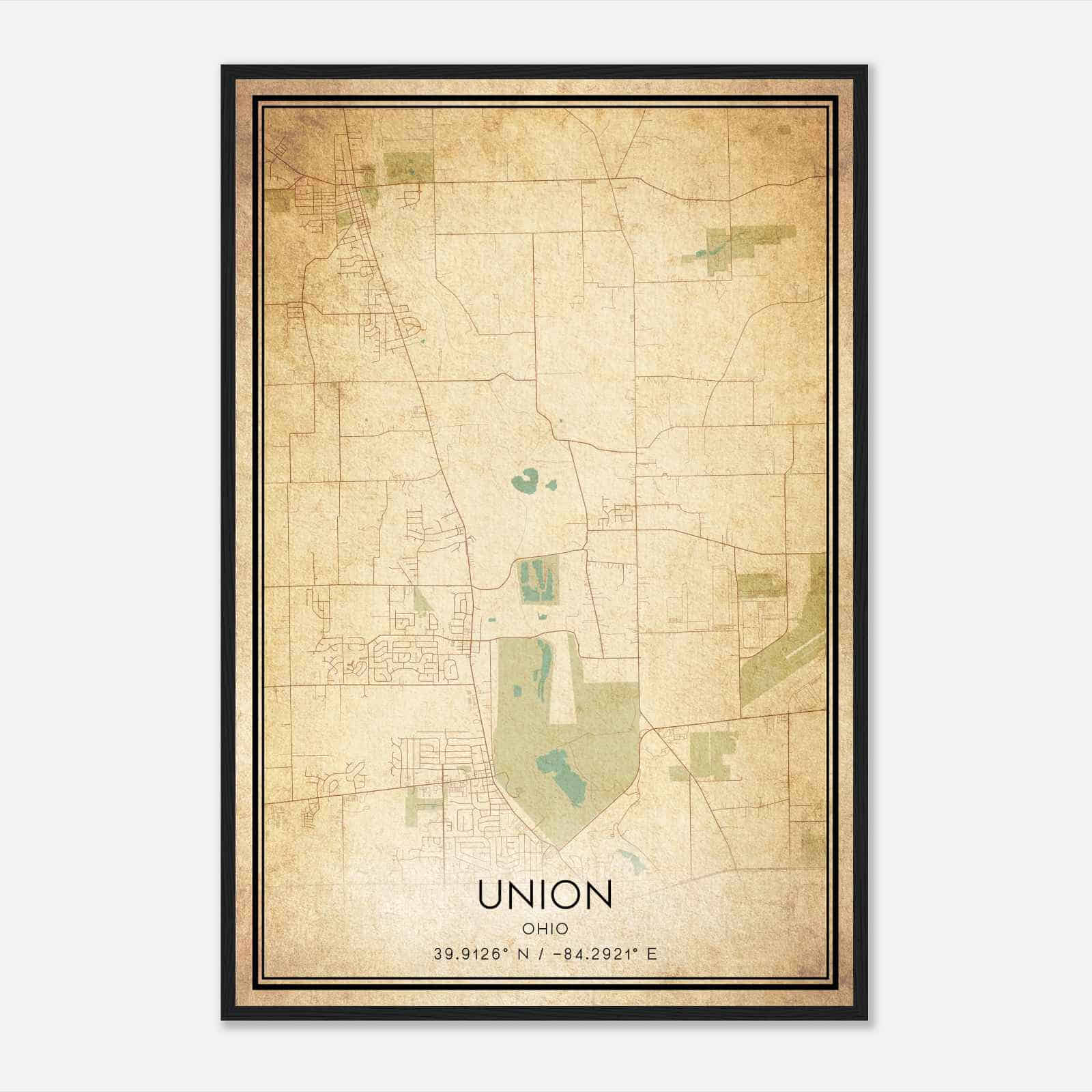 Vintage Union Ohio Map Poster, Modern Home Decor Wall Art Print ...