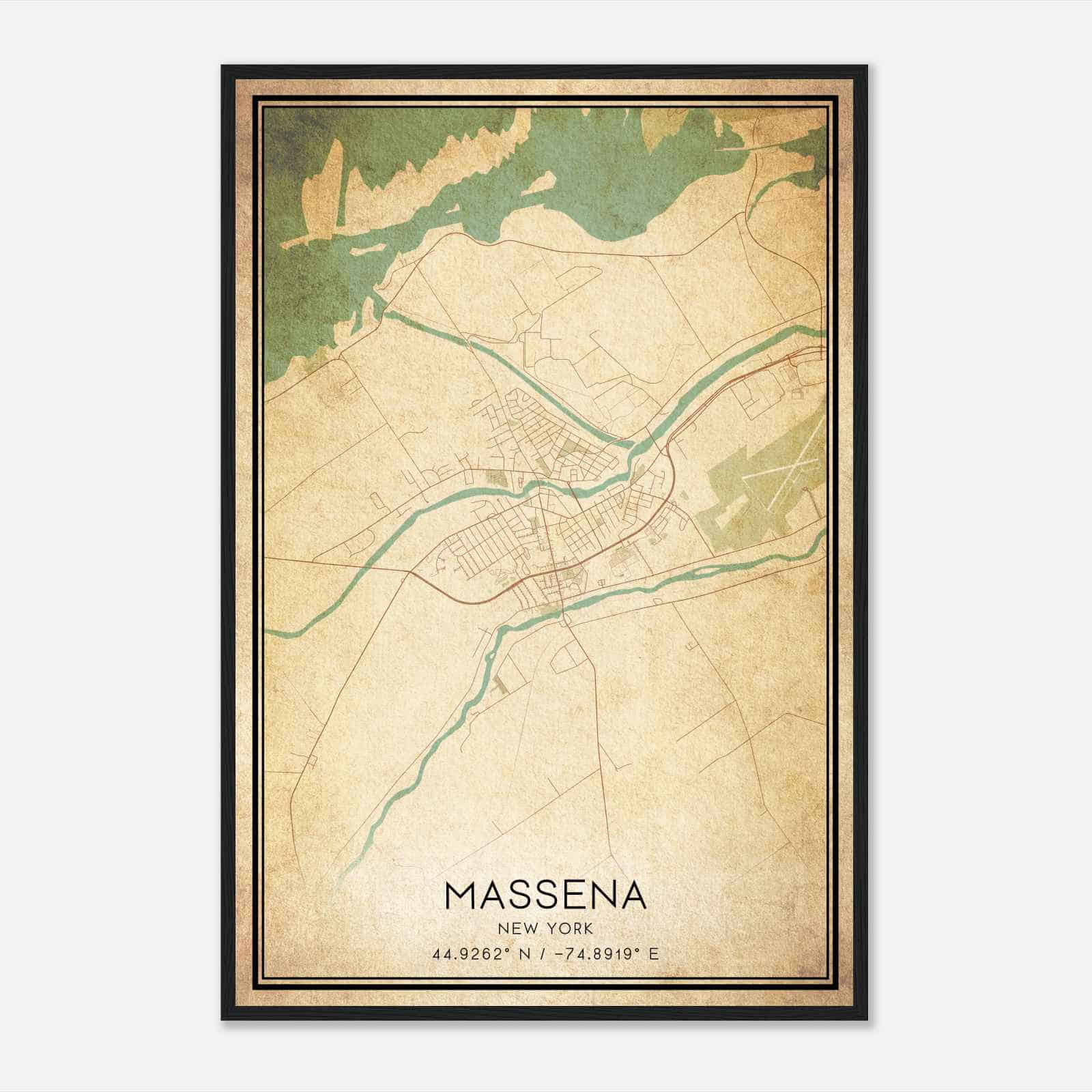 Vintage Massena New York Map Poster, Modern Home Decor Wall Art Print ...