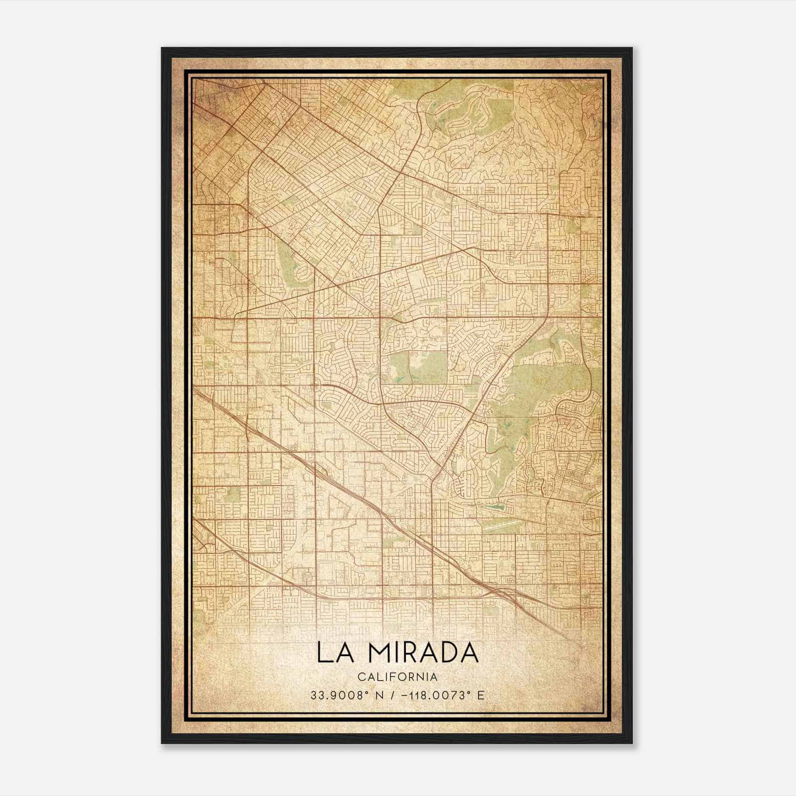 Vintage La Mirada California Map Poster, Modern Home Decor Wall Art ...
