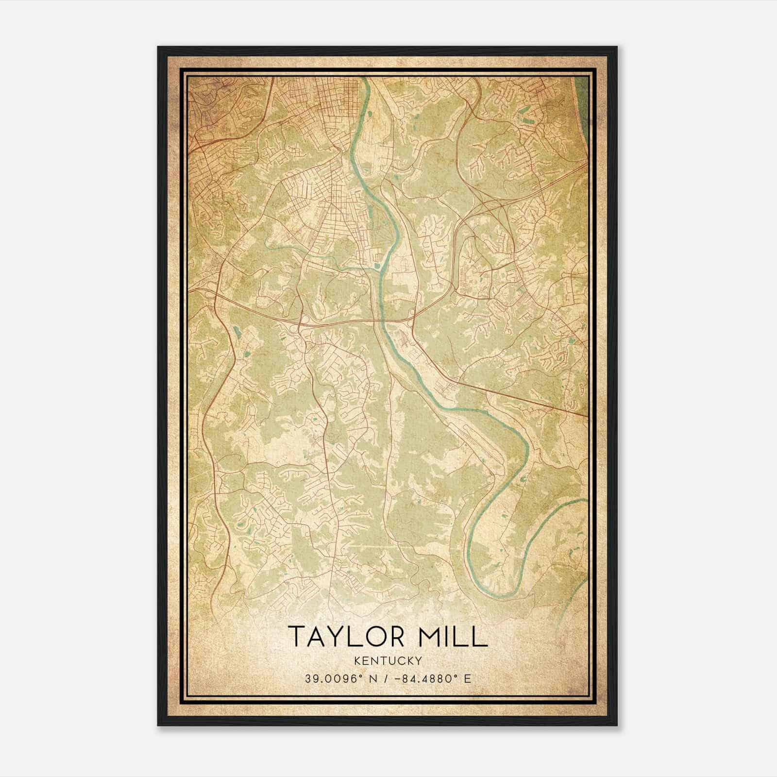 Vintage Taylor Mill Kentucky Map Poster, Modern Home Decor Wall Art ...