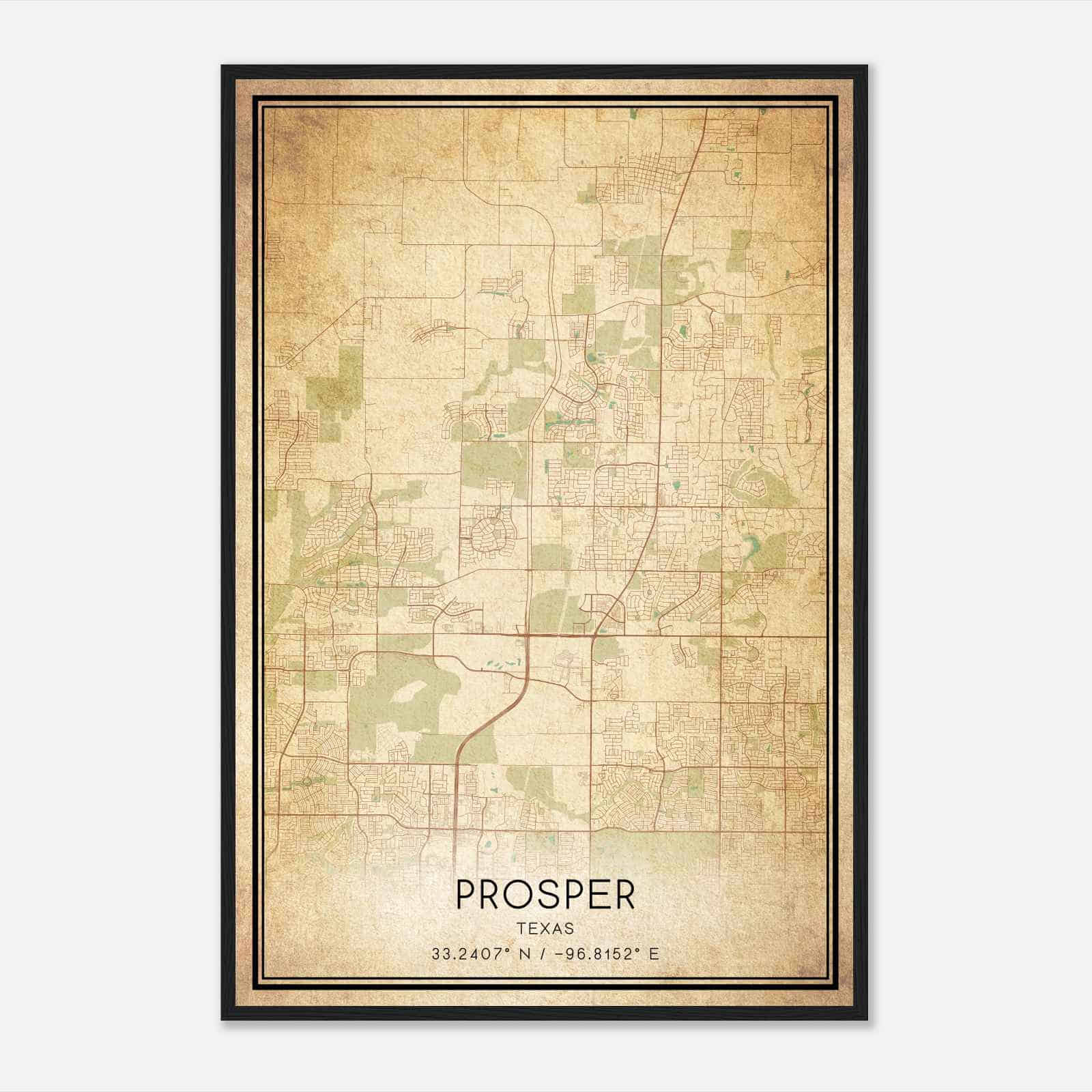 Vintage Prosper Texas Map Poster, Modern Home Decor Wall Art Print ...