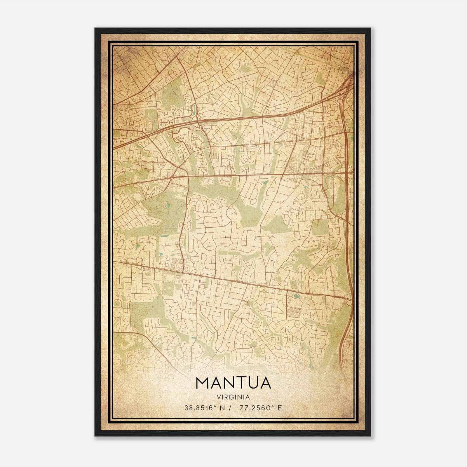 Vintage Mantua Virginia Map Poster, Modern Home Decor Wall Art Print ...