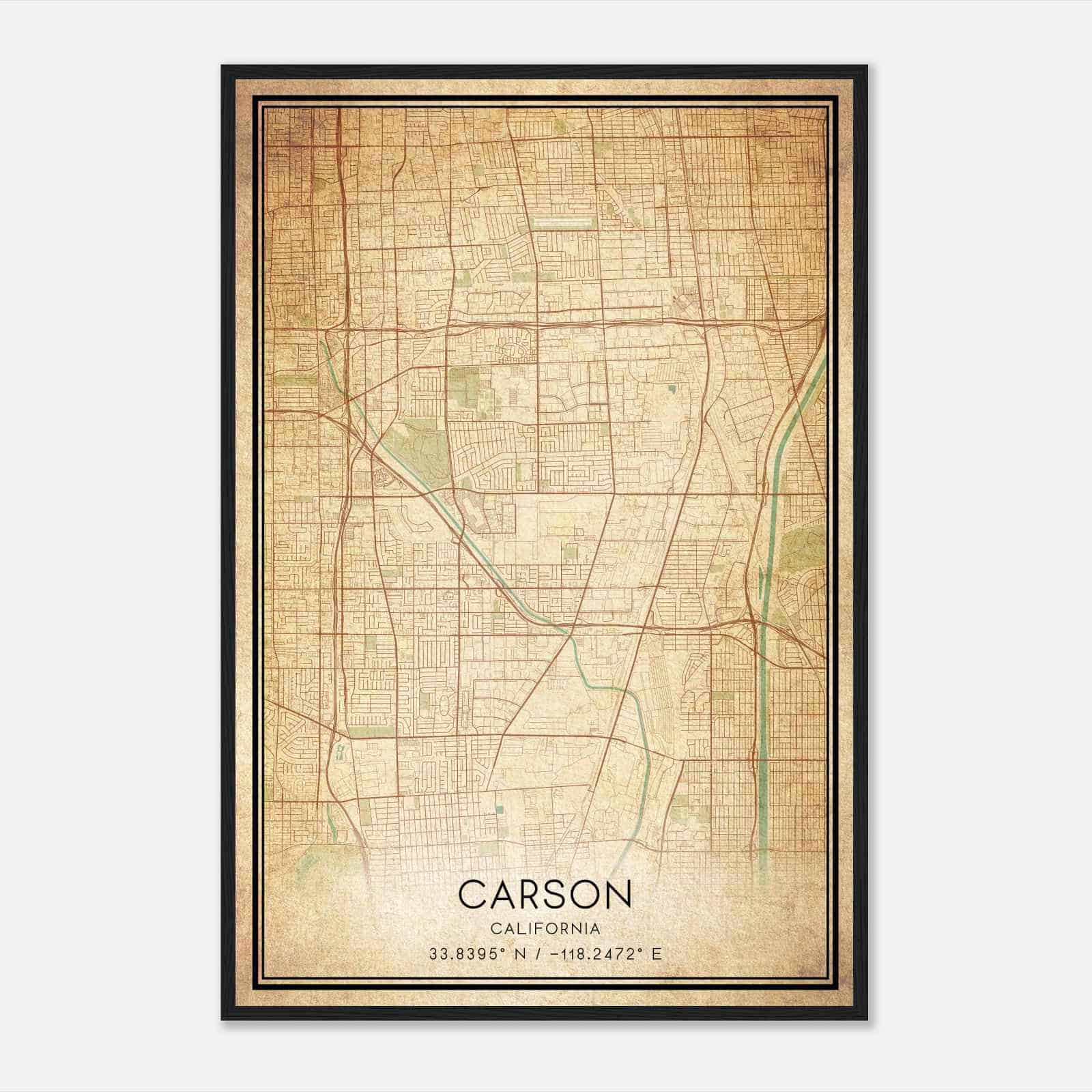 Vintage Carson California Map Poster, Modern Home Decor Wall Art Print ...