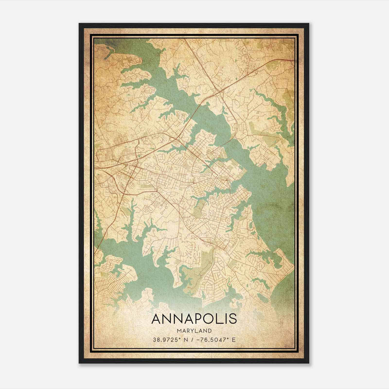 Vintage Annapolis Maryland Map Poster, Modern Home Decor Wall Art Print ...